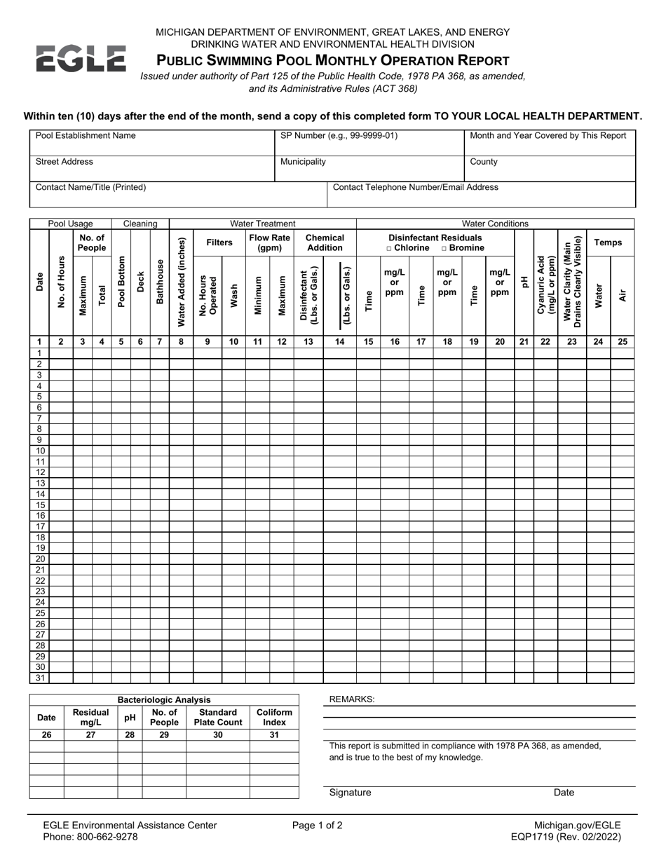 Form EQP1719 Download Printable PDF or Fill Online Public Swimming Pool ...