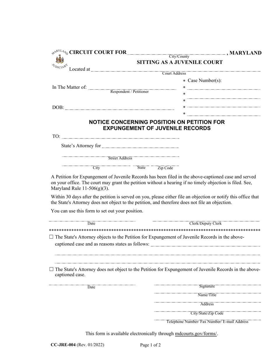 Form CC-JRE-004 - Fill Out, Sign Online and Download Fillable PDF ...