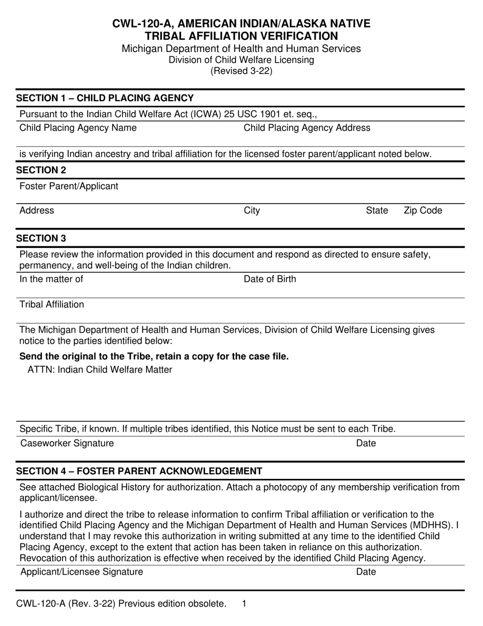 Form CWL-120-A Download Printable PDF or Fill Online American Indian ...