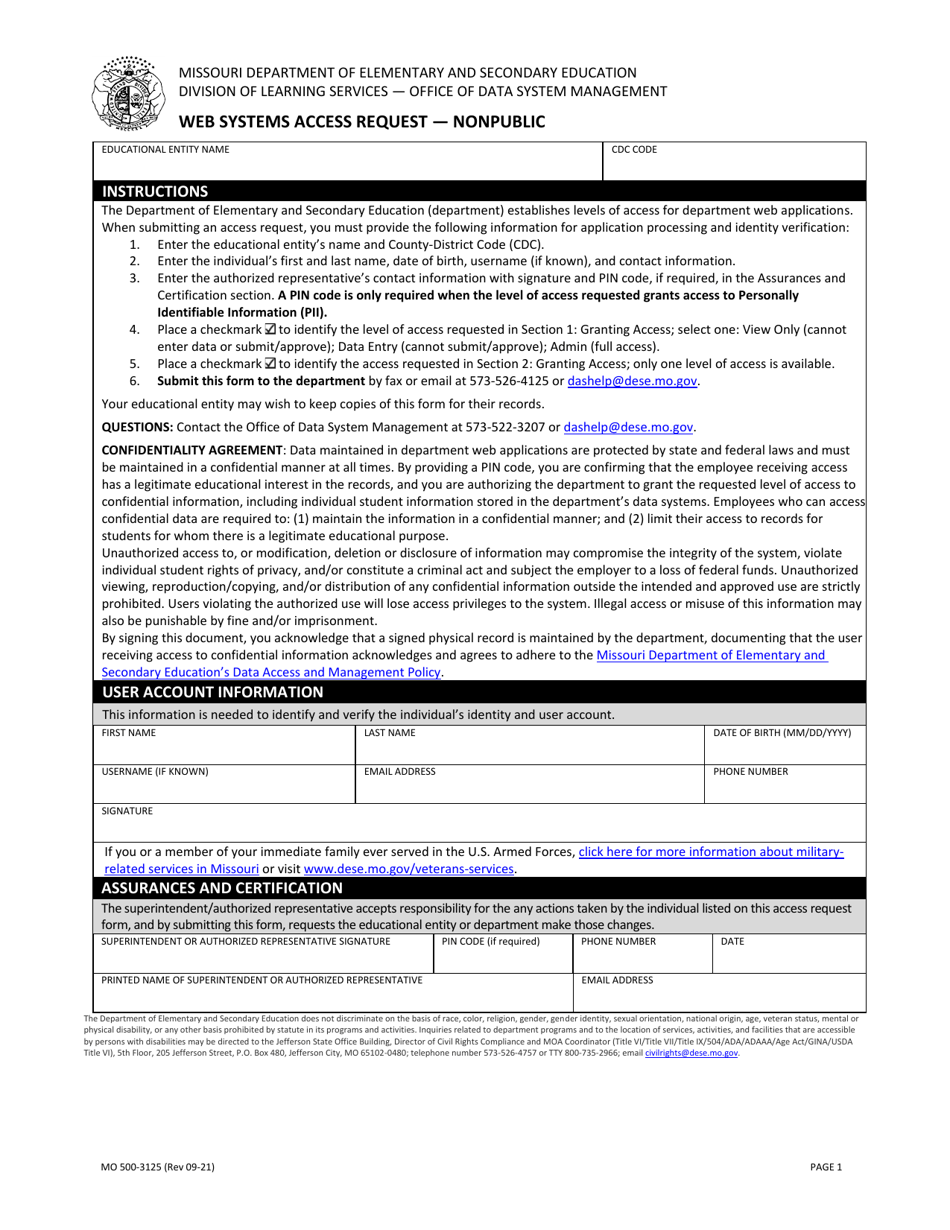 Form MO500-3125 - Fill Out, Sign Online and Download Fillable PDF ...