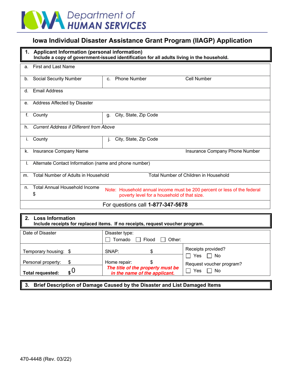Form 470-4448 Download Printable PDF or Fill Online Iowa Individual ...