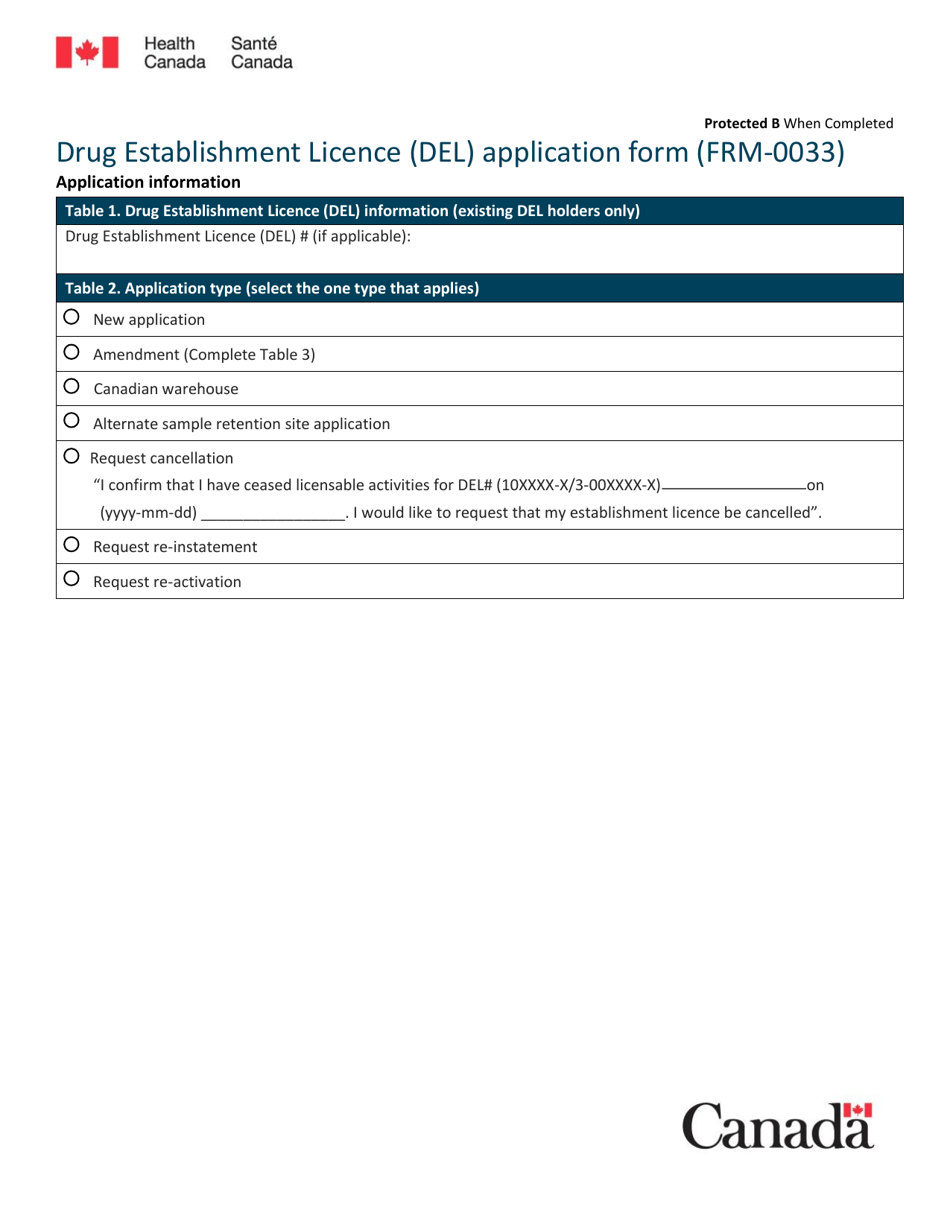 Form FRM-0033 Download Fillable PDF or Fill Online Drug Establishment ...