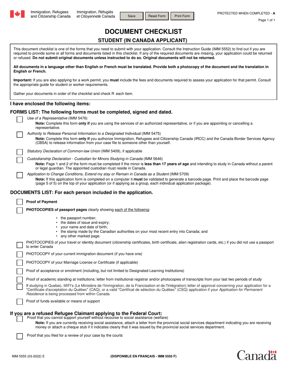 Form IMM5555 - Fill Out, Sign Online and Download Fillable PDF, Canada ...