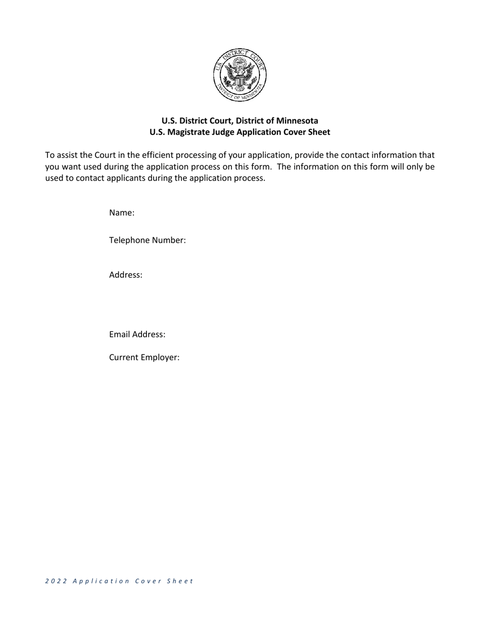 2022 Minnesota U.S. Magistrate Judge Application Form - Fill Out, Sign ...
