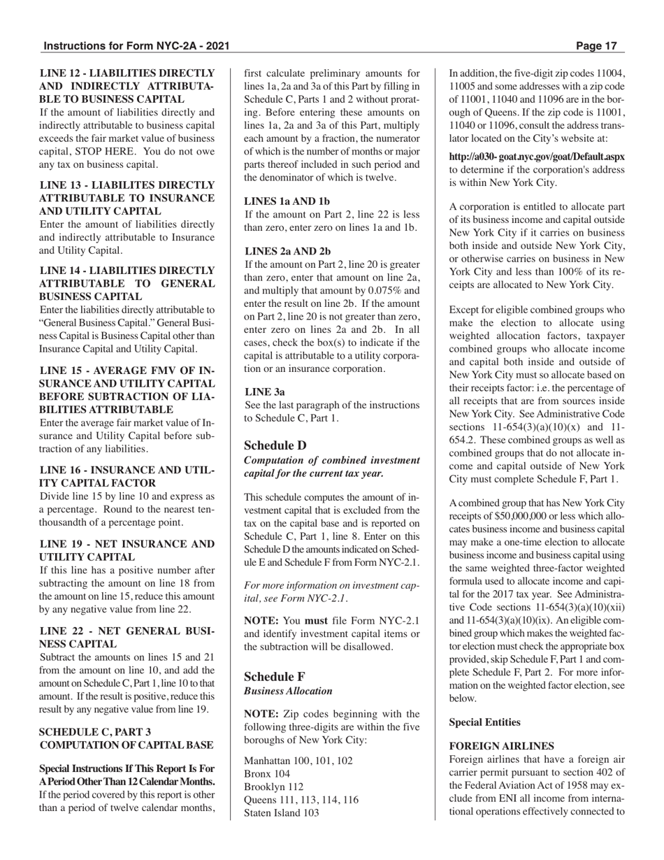 Download Instructions for Form NYC-2A Combined Business Corporation Tax ...