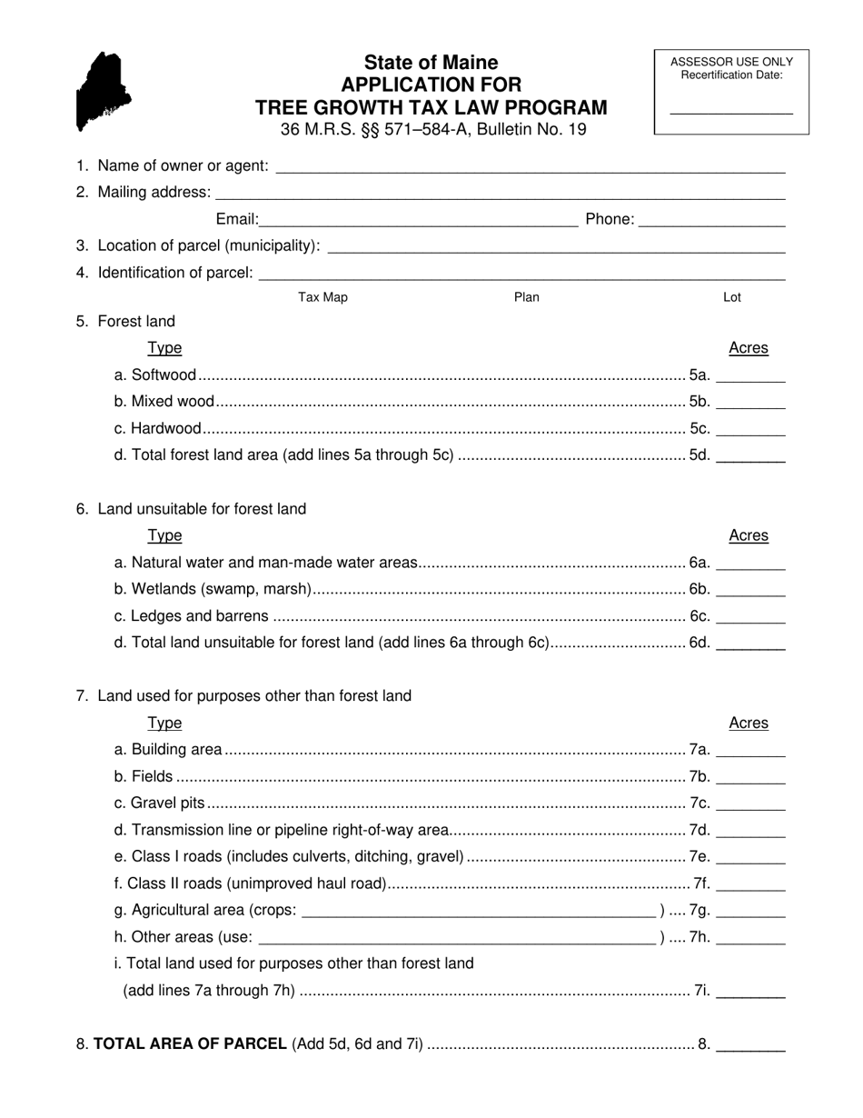 Maine Application for Tree Growth Tax Law Program - Fill Out, Sign ...