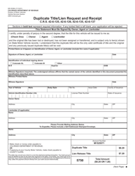 Form DR2539A Download Fillable PDF or Fill Online Duplicate Title ...