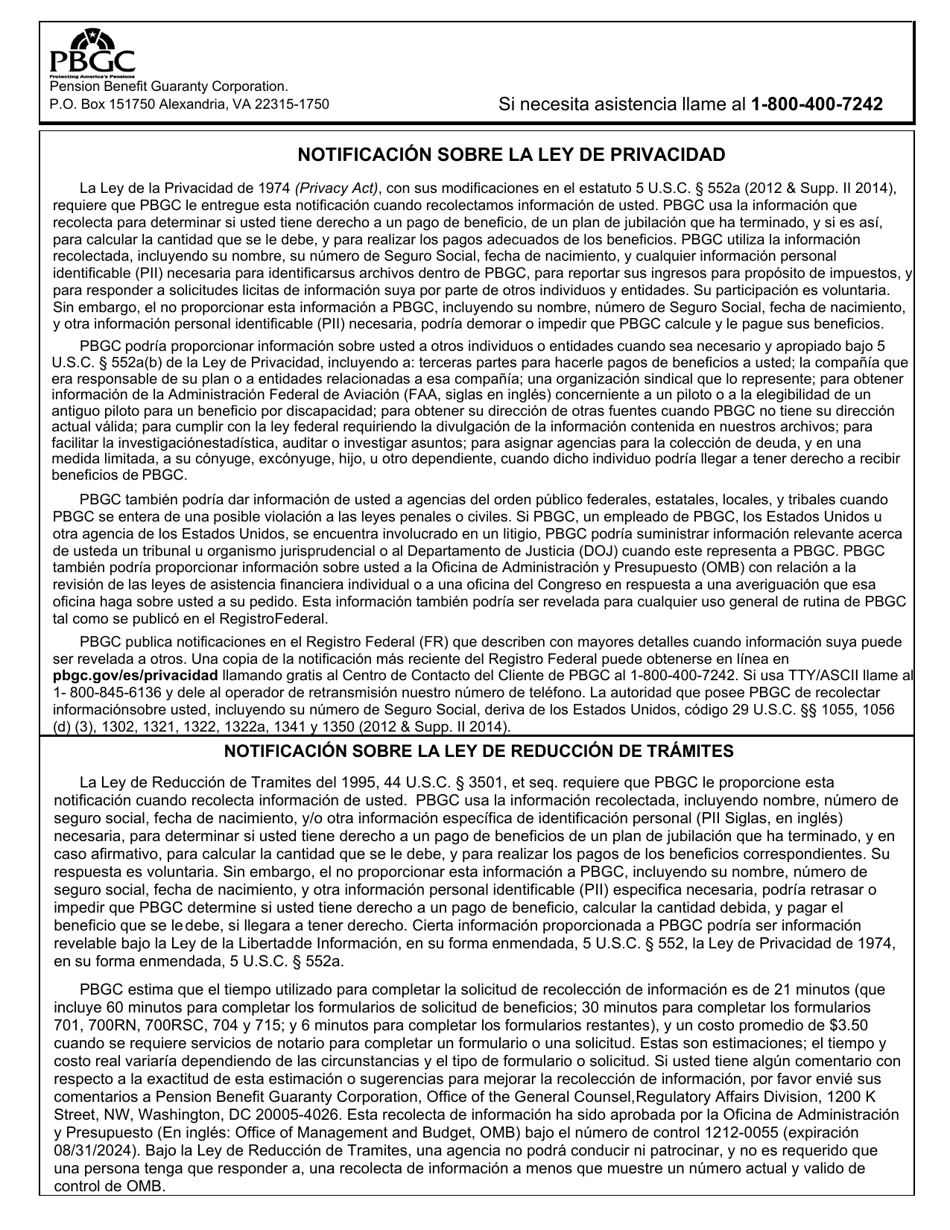 PBGC Formulario SP711 - Fill Out, Sign Online and Download Printable ...