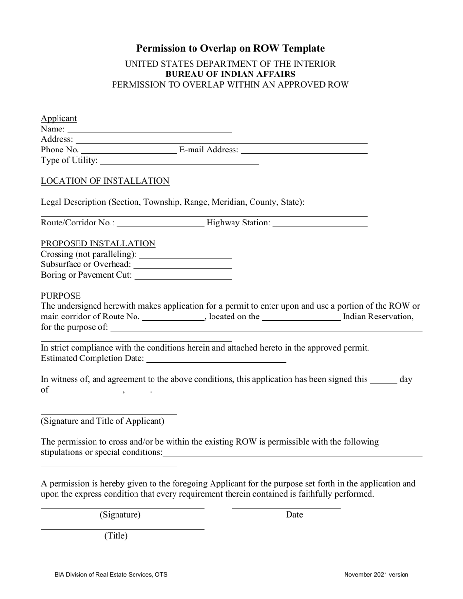 Permission to Overlap on Row Template - Fill Out, Sign Online and ...
