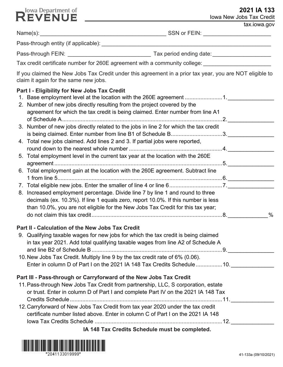Form IA133 (41-133) - 2021 - Fill Out, Sign Online and Download ...