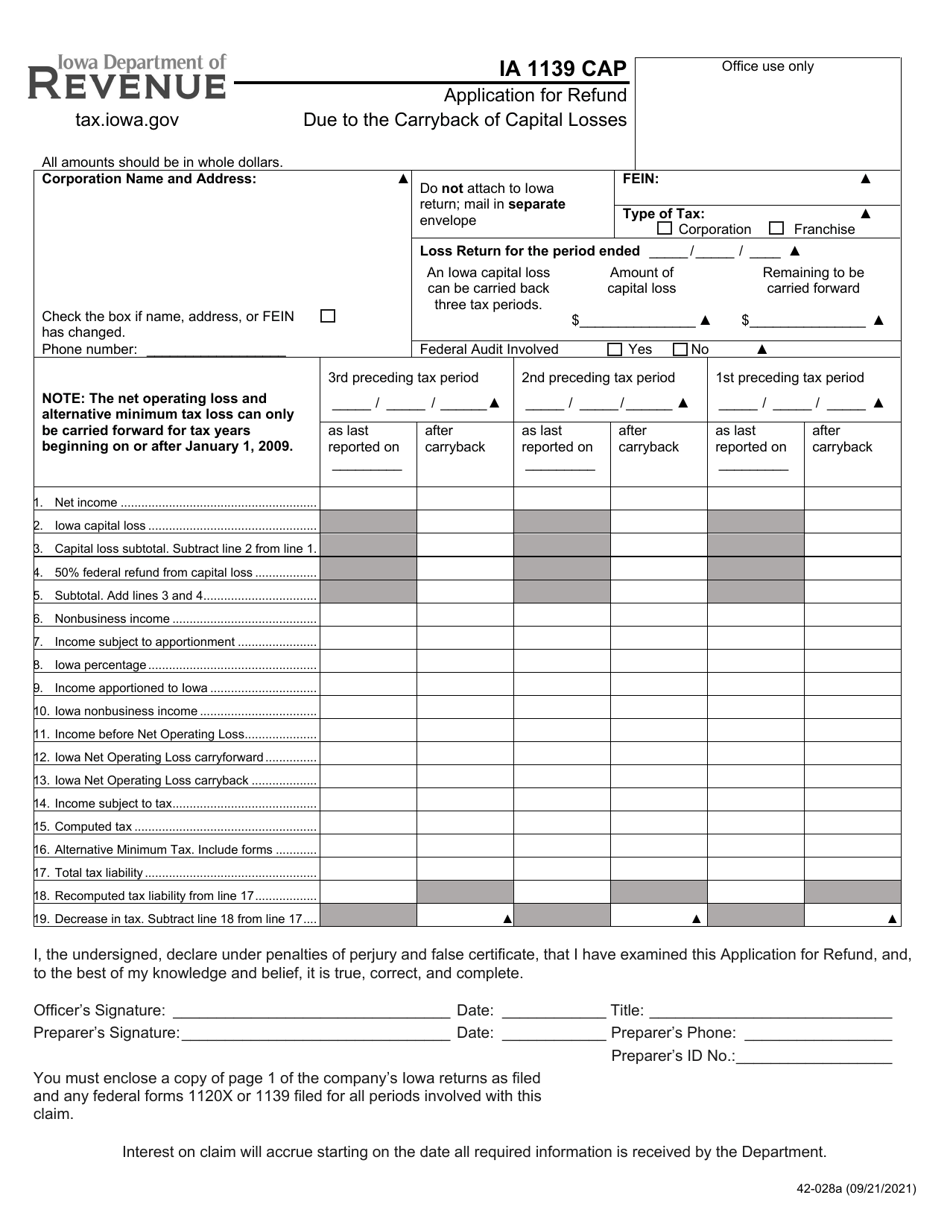Form IA1139 CAP (42-028) - Fill Out, Sign Online and Download Fillable ...