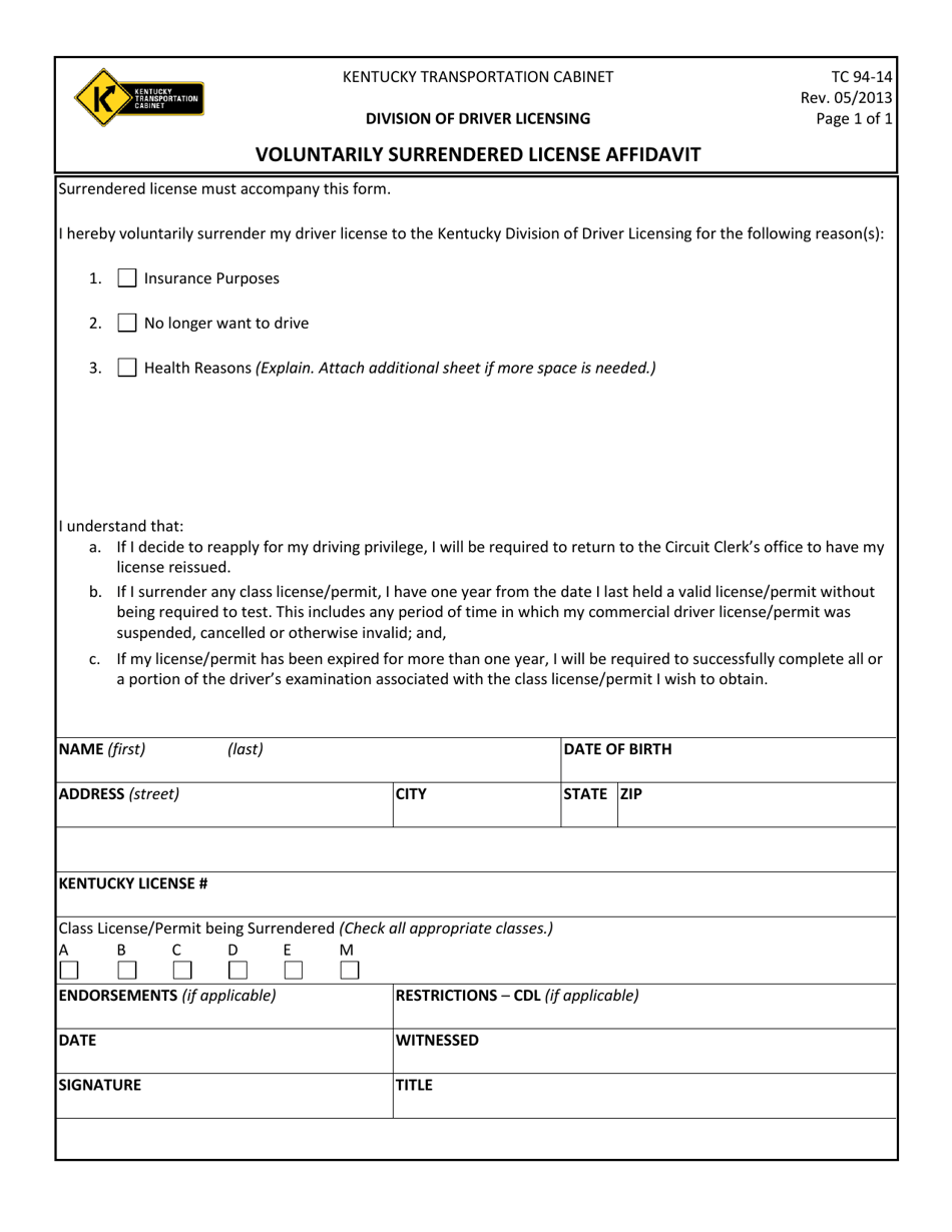 Form TC94-14 - Fill Out, Sign Online and Download Printable PDF ...