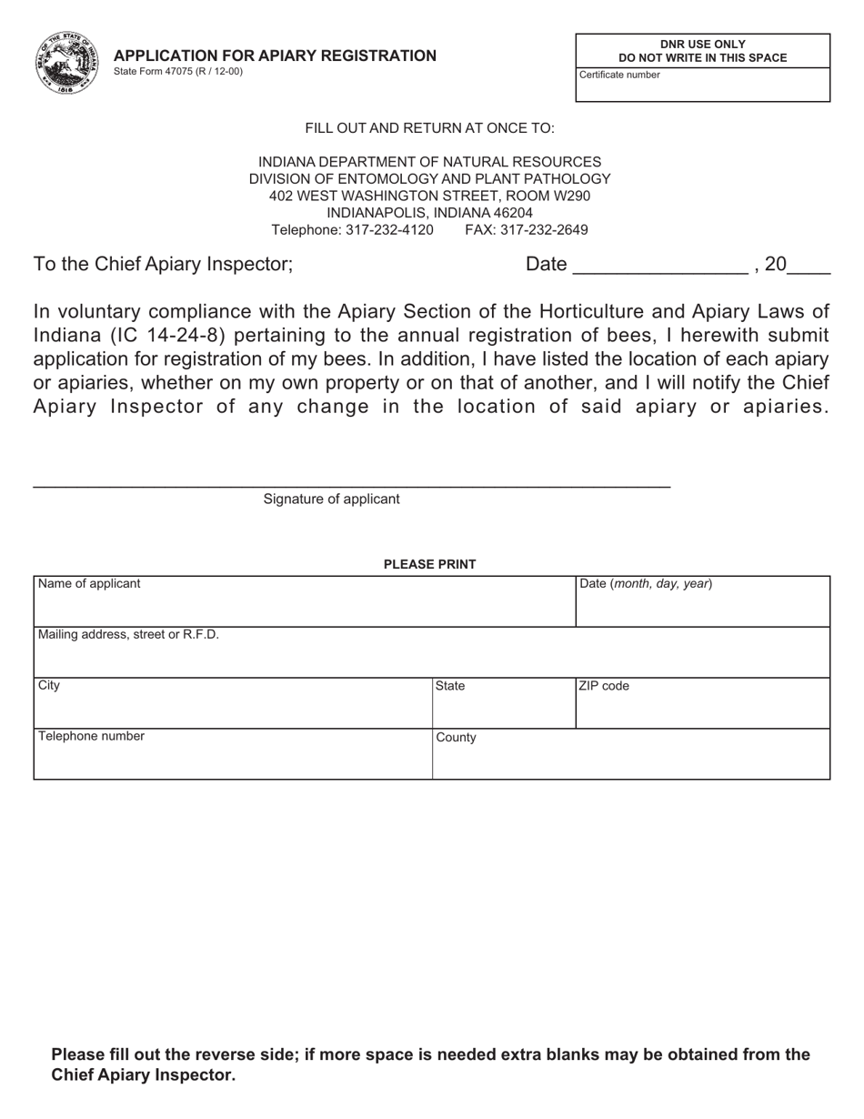 State Form 47075 - Fill Out, Sign Online and Download Printable PDF ...