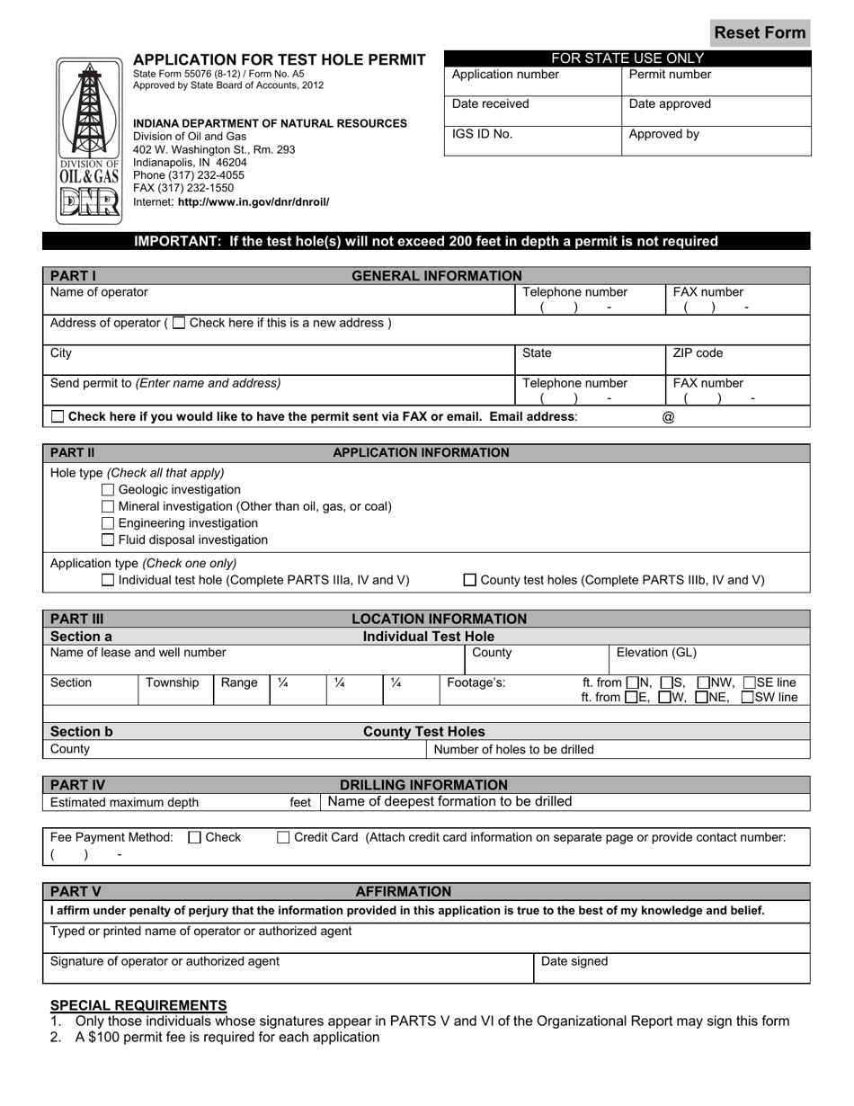 State Form 55076 (A5) - Fill Out, Sign Online and Download Fillable PDF ...