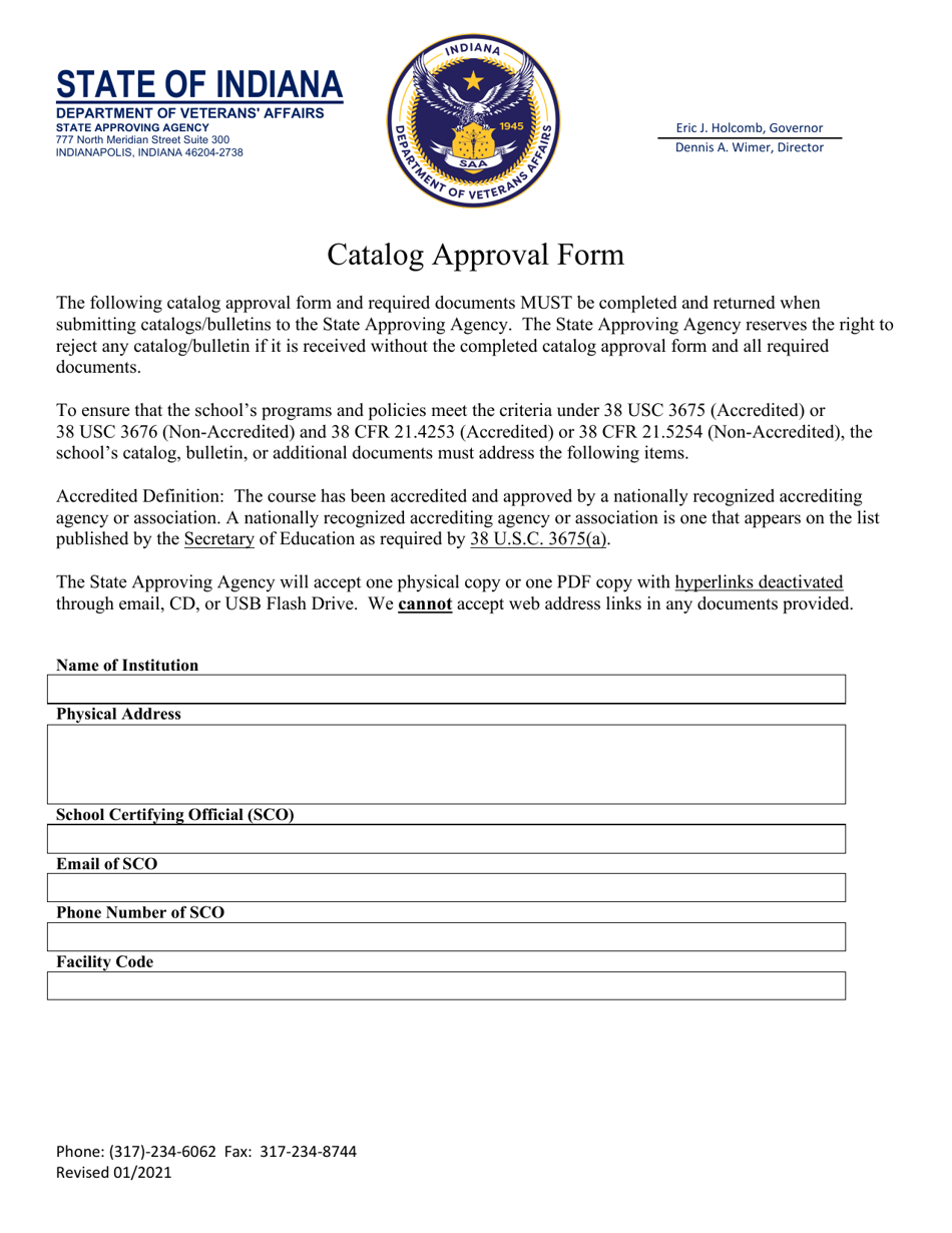 Indiana Catalog Approval Form - State Approving Agency - Fill Out, Sign ...