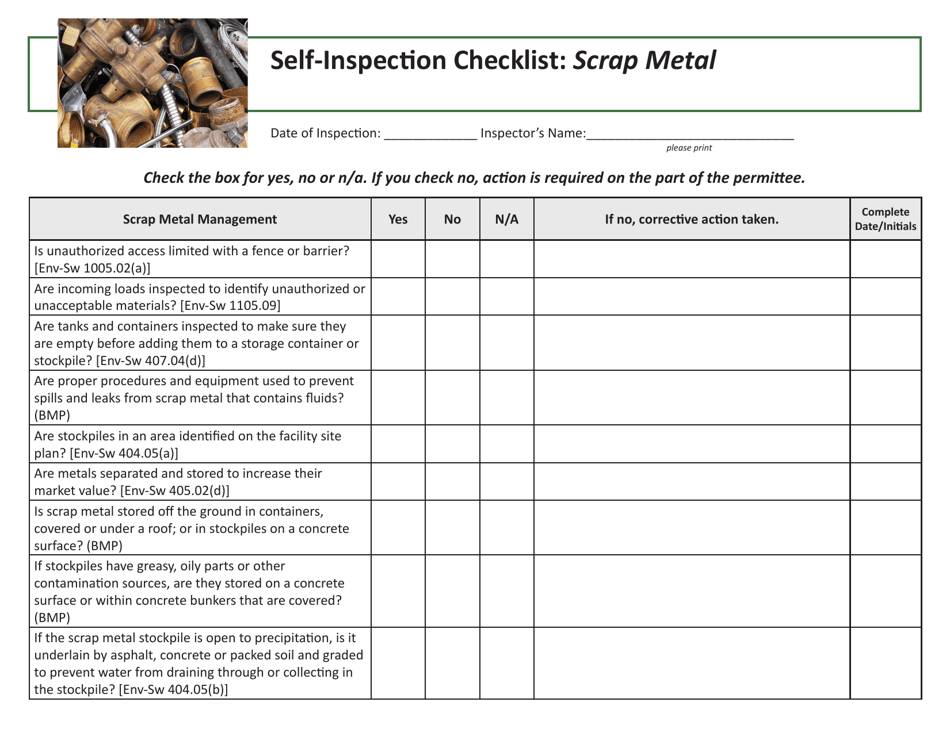 New Hampshire Self-inspection Checklist: Scrap Metal - Fill Out, Sign ...