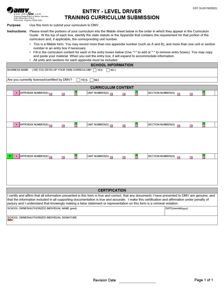 Form CDT16 - Fill Out, Sign Online and Download Fillable PDF, Virginia ...