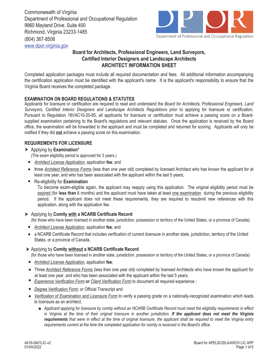 Form A416-0401LIC - Fill Out, Sign Online and Download Fillable PDF ...