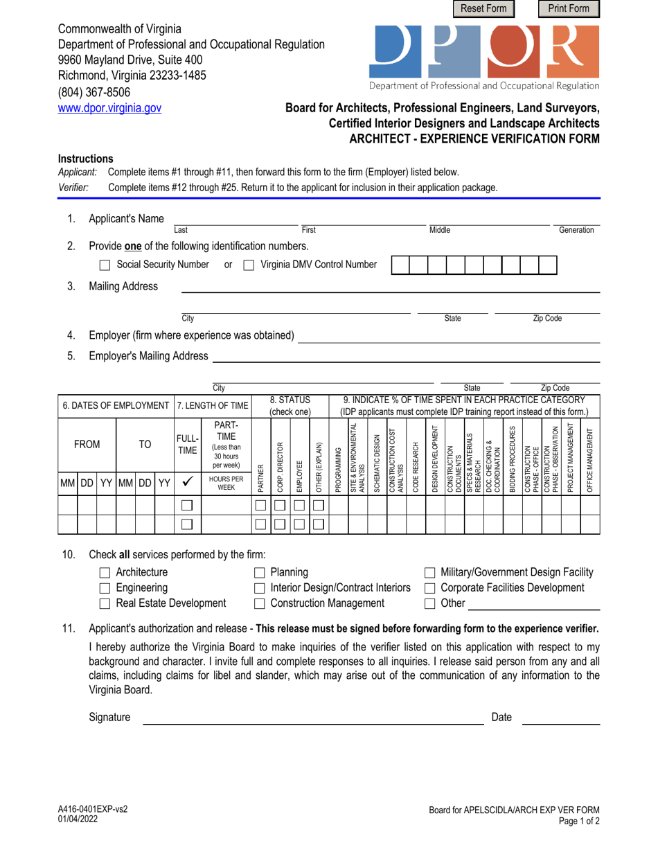 Form A416-0401EXP - Fill Out, Sign Online and Download Fillable PDF ...