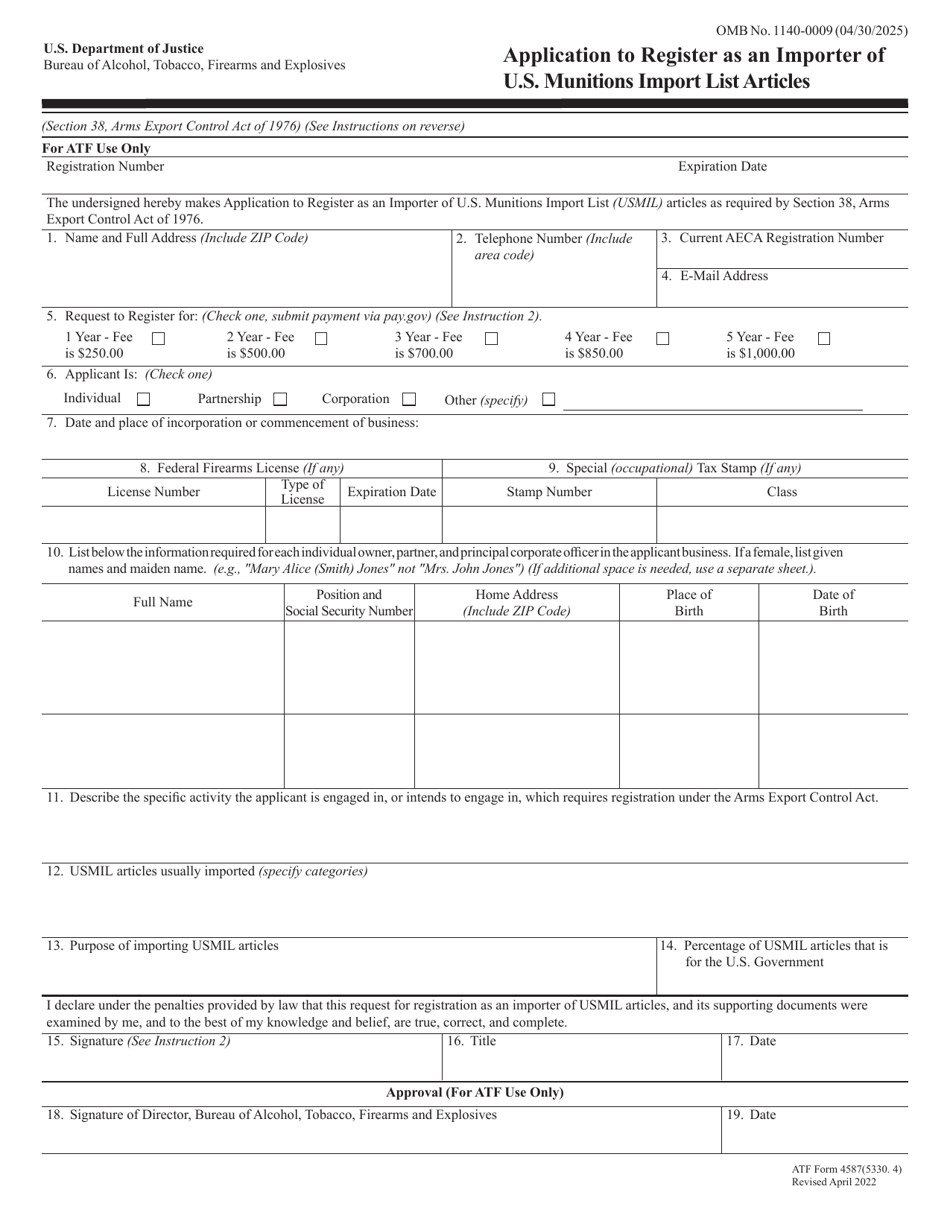 ATF Form 4587 - Fill Out, Sign Online and Download Fillable PDF ...