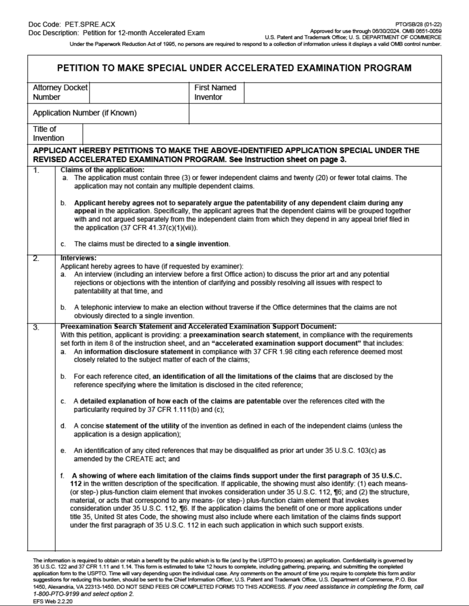 Form PTO/SB/28 Download Fillable PDF or Fill Online Petition to Make ...