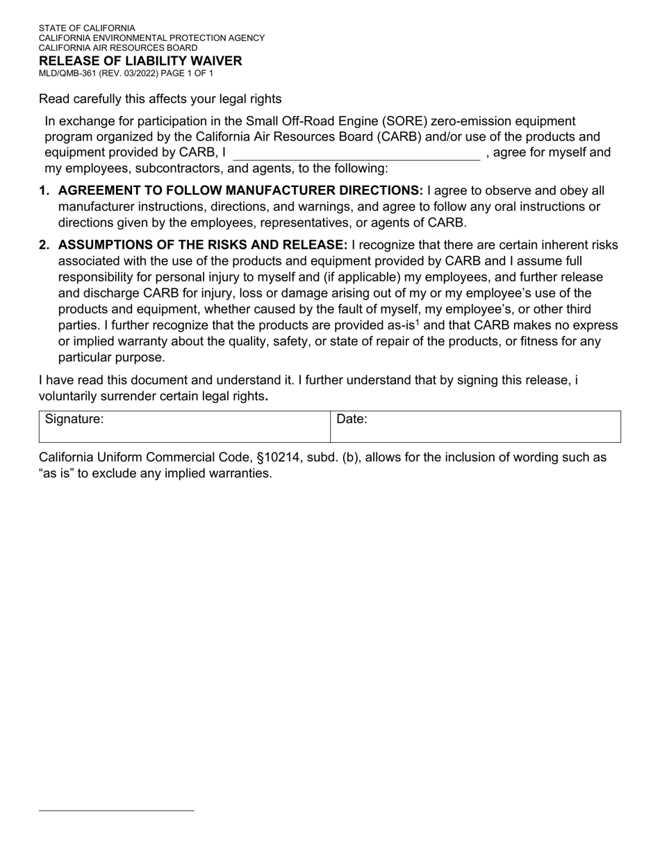 Form MLD/QMB-361 - Fill Out, Sign Online and Download Fillable PDF ...