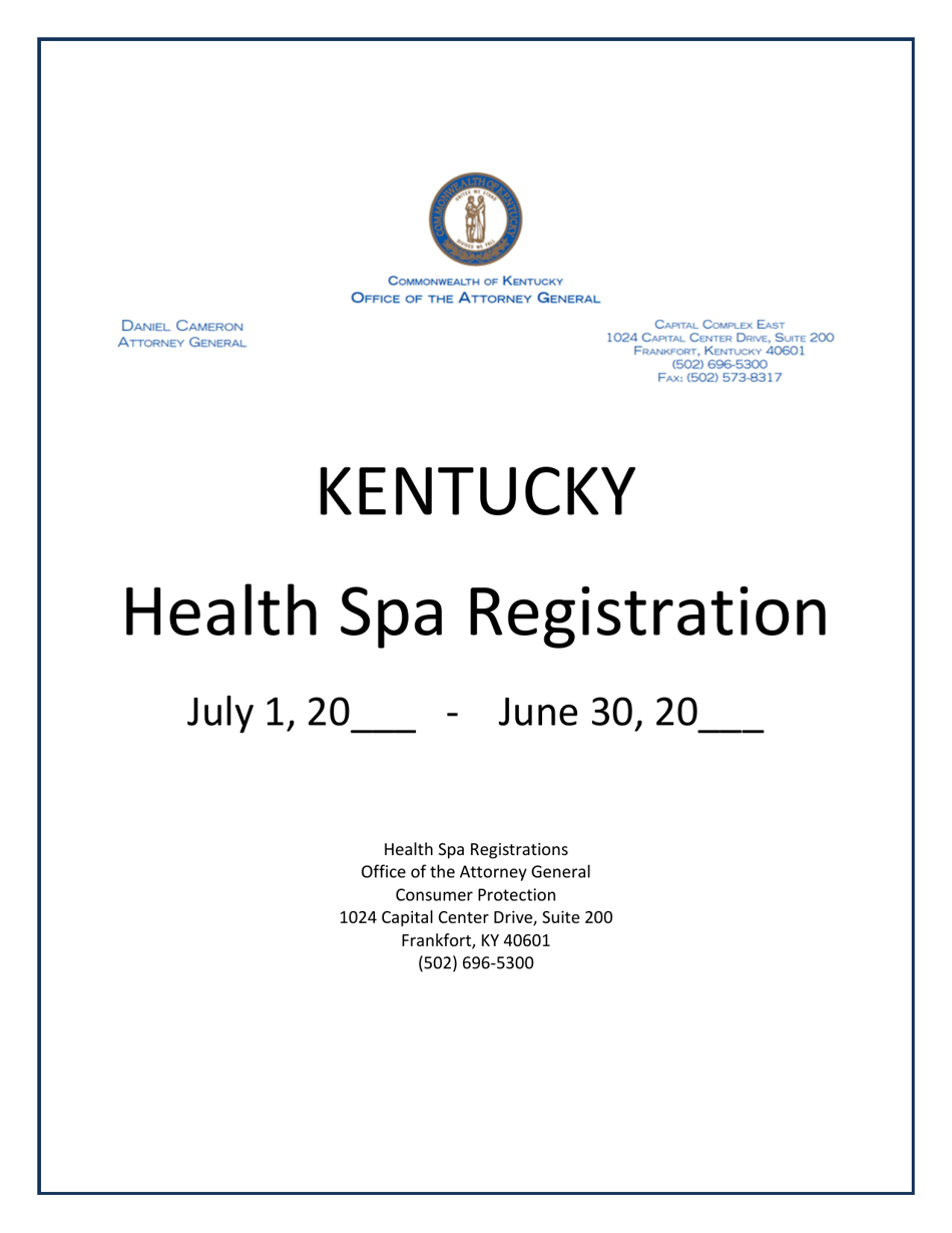Kentucky Kentucky Health SPA Registration Statement Application - Fill ...