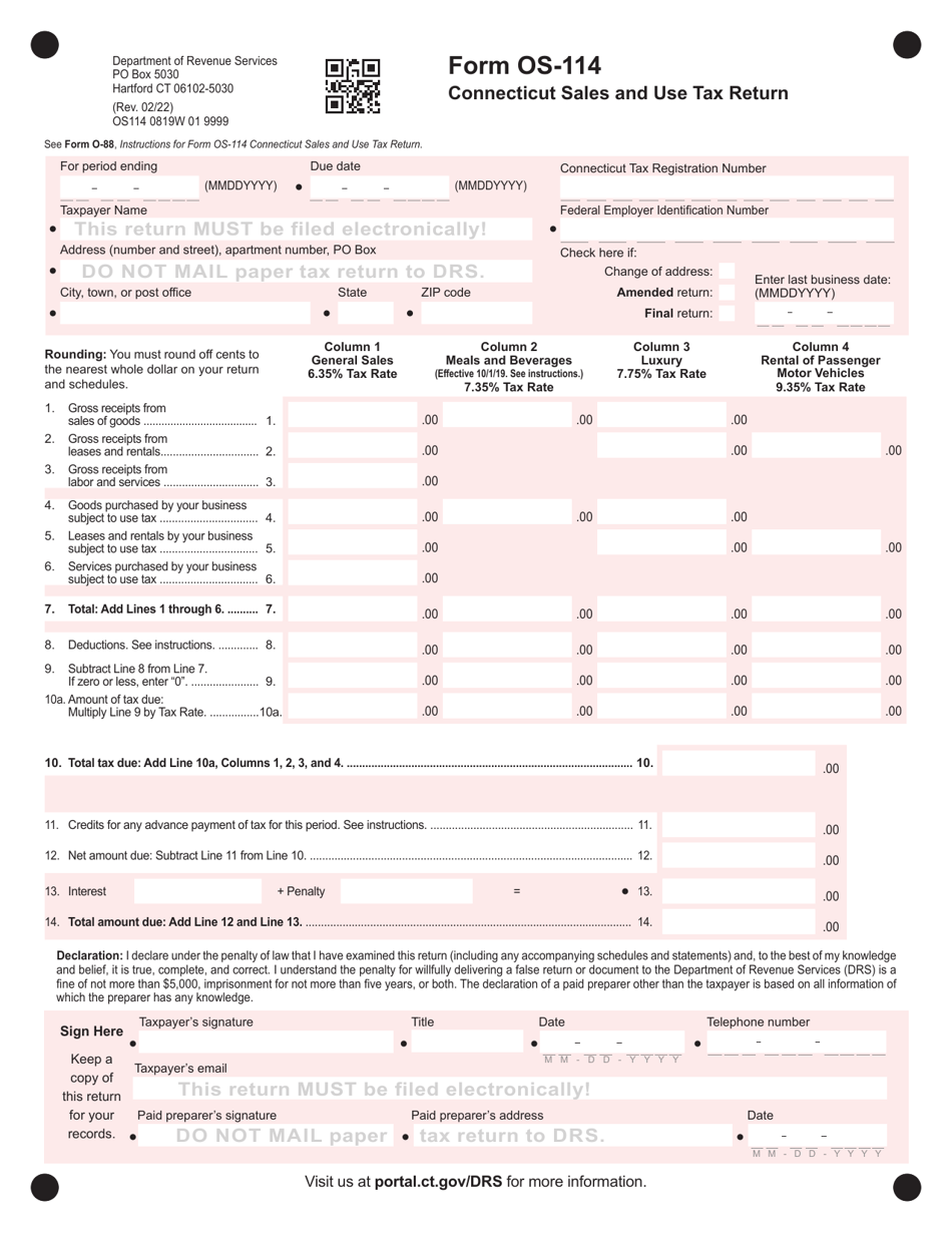 Form OS-114 Download Printable PDF or Fill Online Connecticut Sales and ...