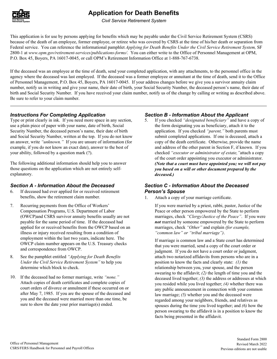 Form SF-2800 - Fill Out, Sign Online and Download Fillable PDF ...