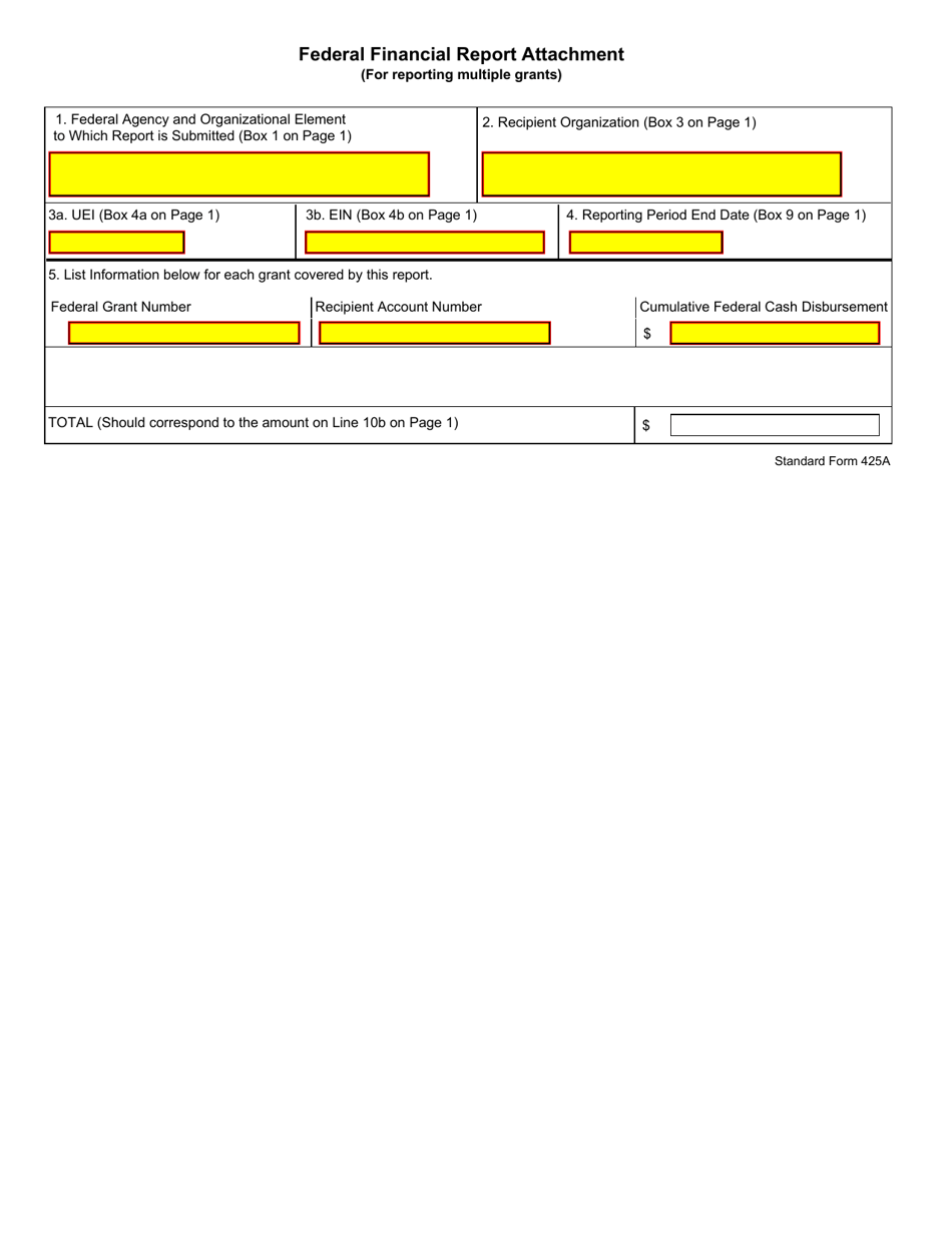 Form SF-425A - Fill Out, Sign Online and Download Fillable PDF ...