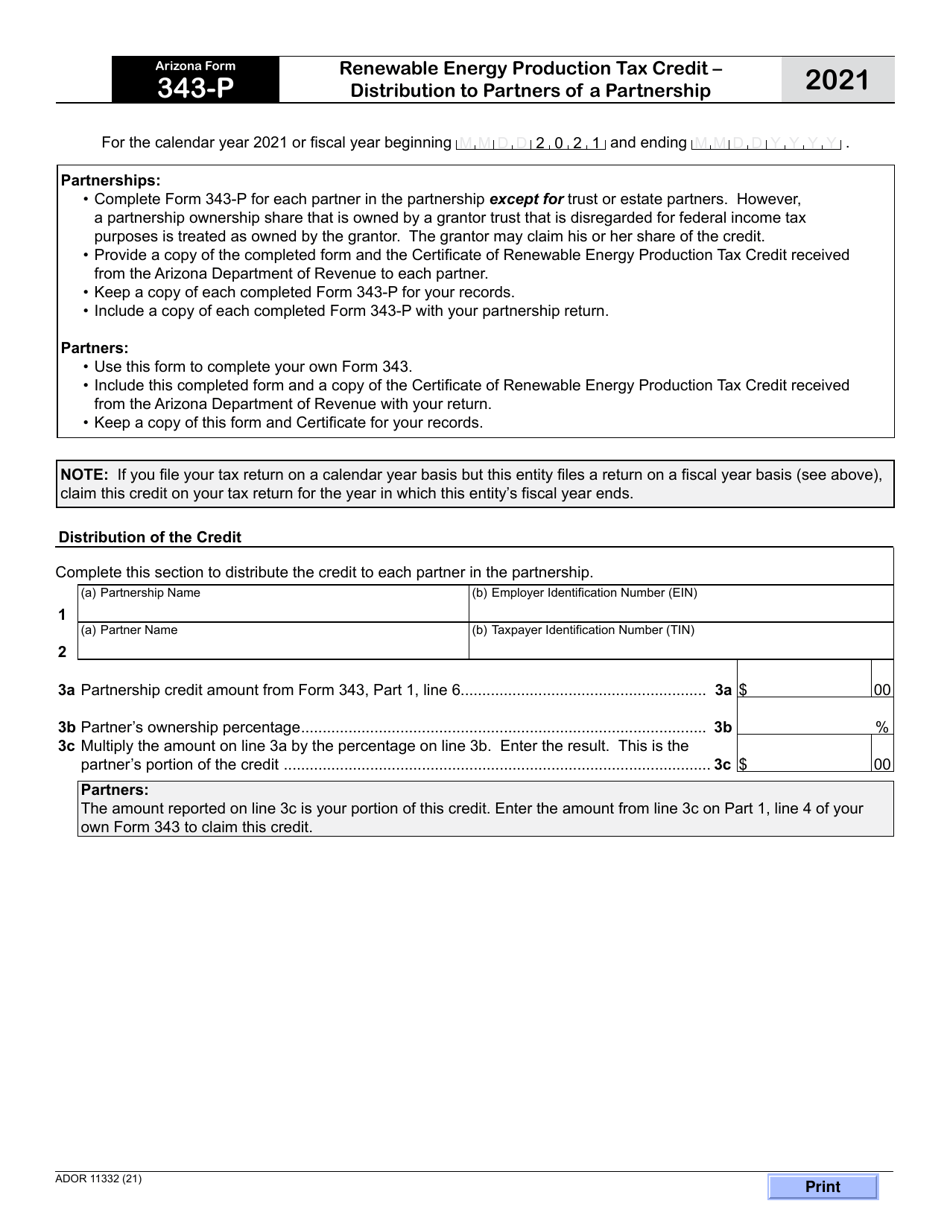 Arizona Form 343-P (ADOR11332) - 2021 - Fill Out, Sign Online and ...