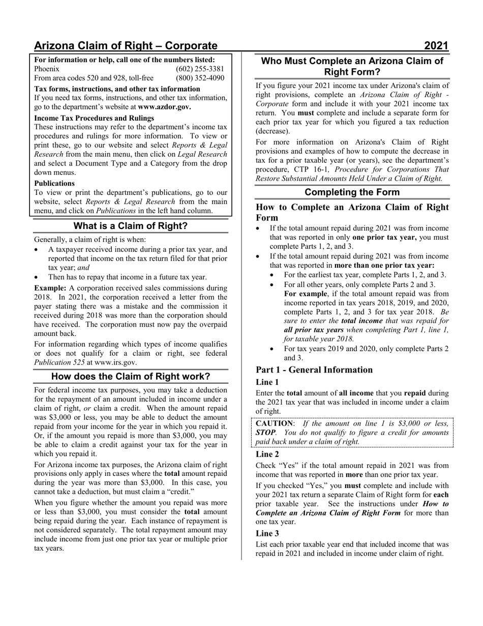 Download Instructions for Form ADOR11289 Restoration of a Substantial ...