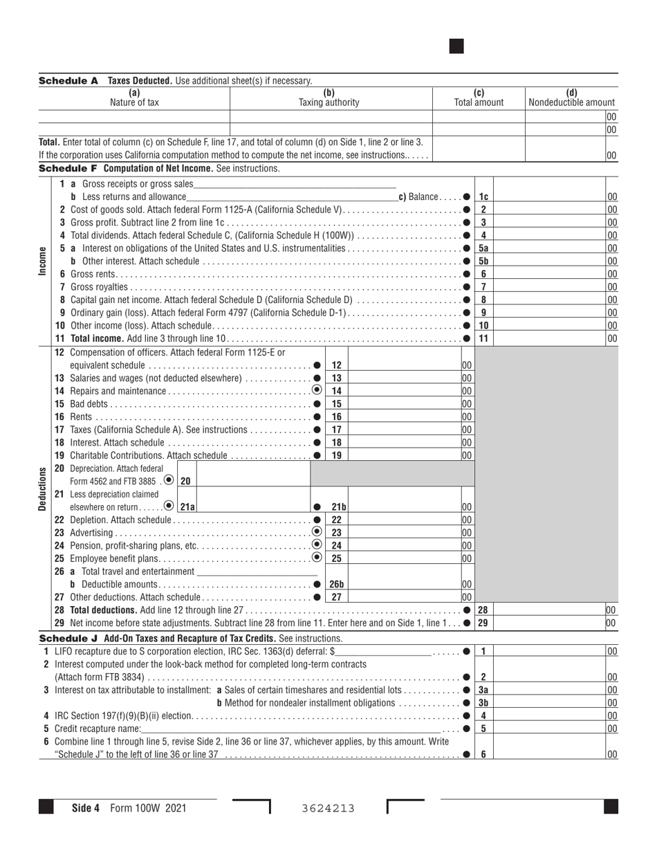 Form 100W Download Fillable PDF or Fill Online California Corporation ...
