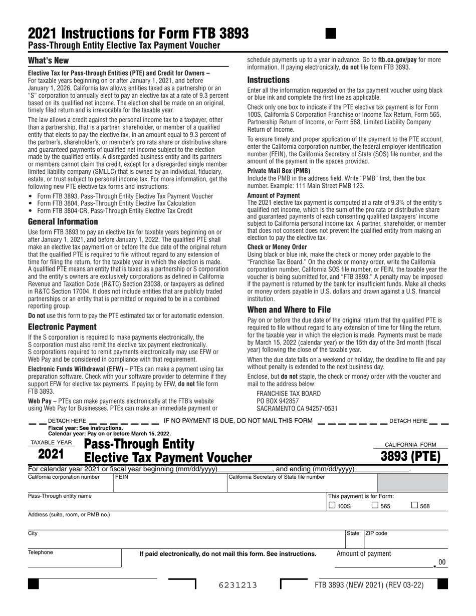 Form FTB3893 - 2021 - Fill Out, Sign Online and Download Fillable PDF ...