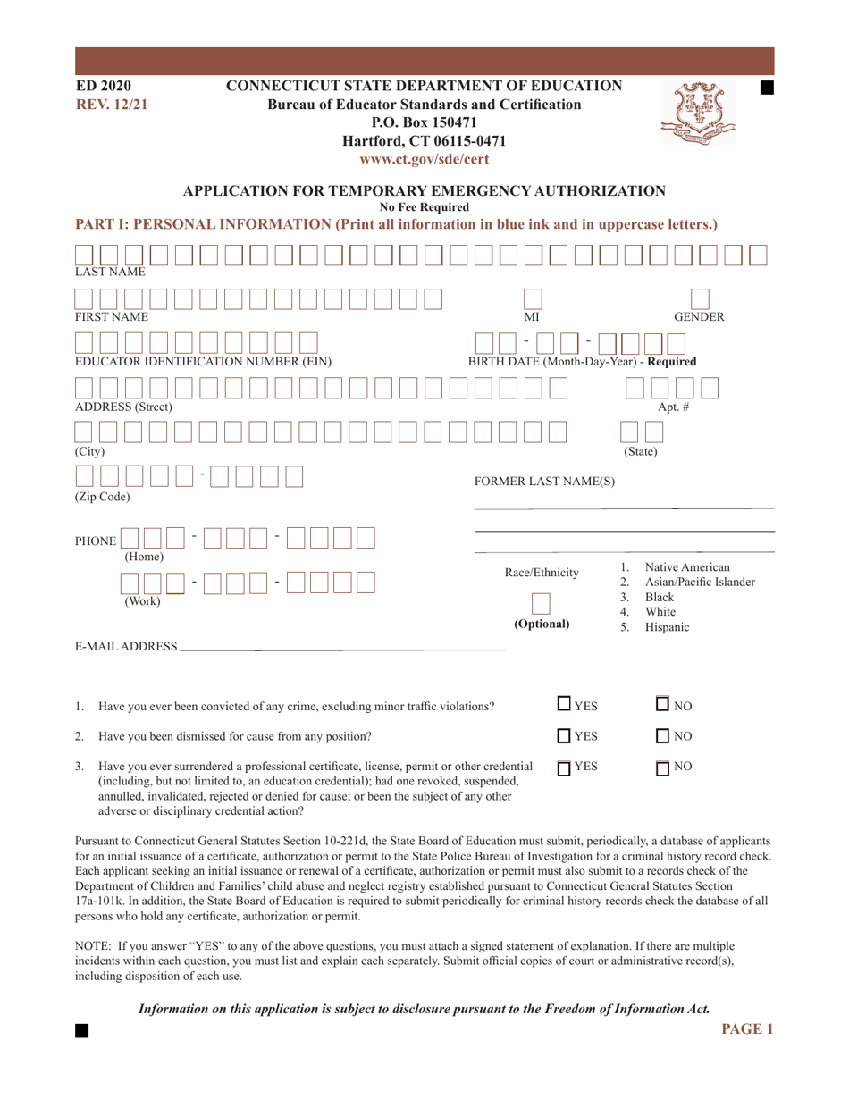 Form ED2020 - Fill Out, Sign Online and Download Fillable PDF ...