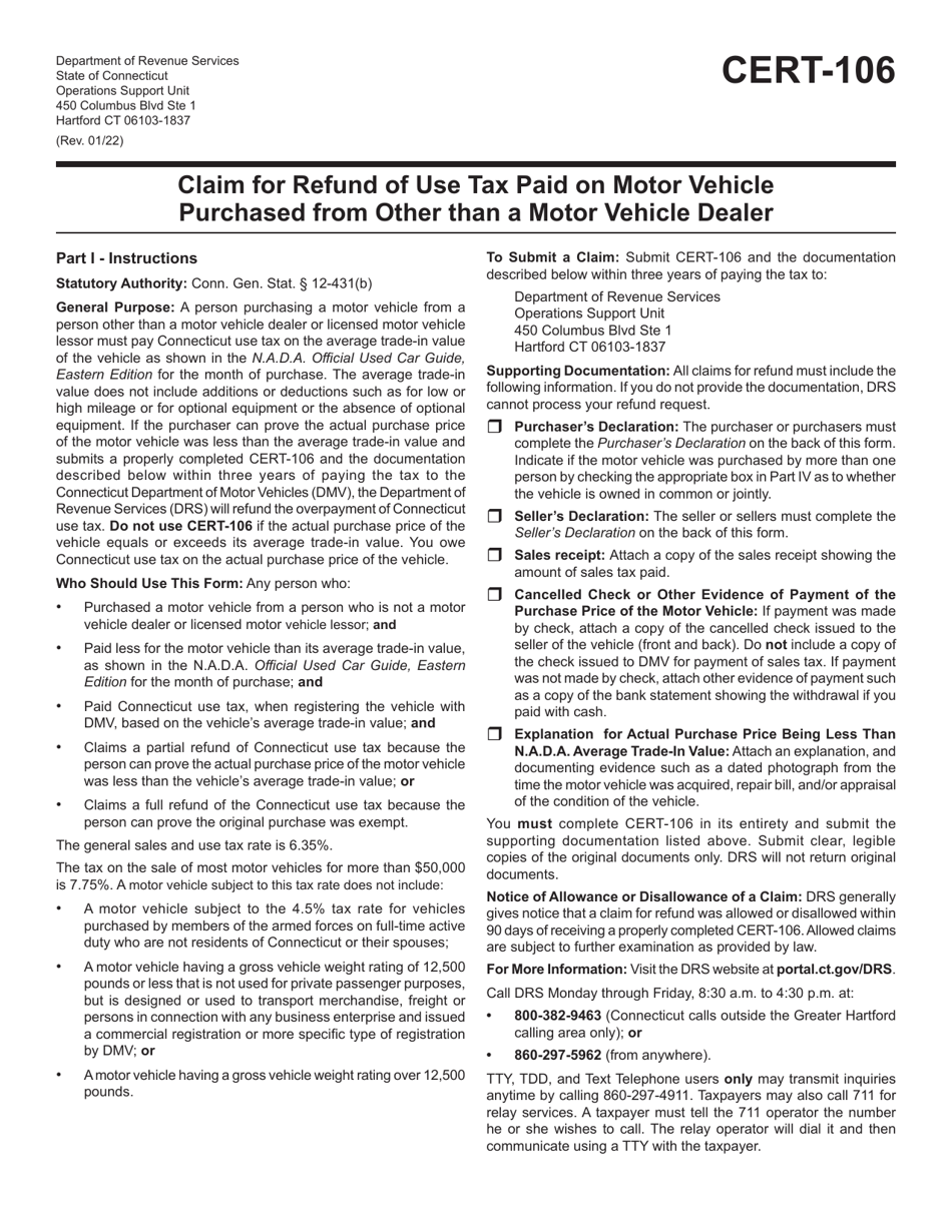 Form CERT-106 - Fill Out, Sign Online and Download Printable PDF ...