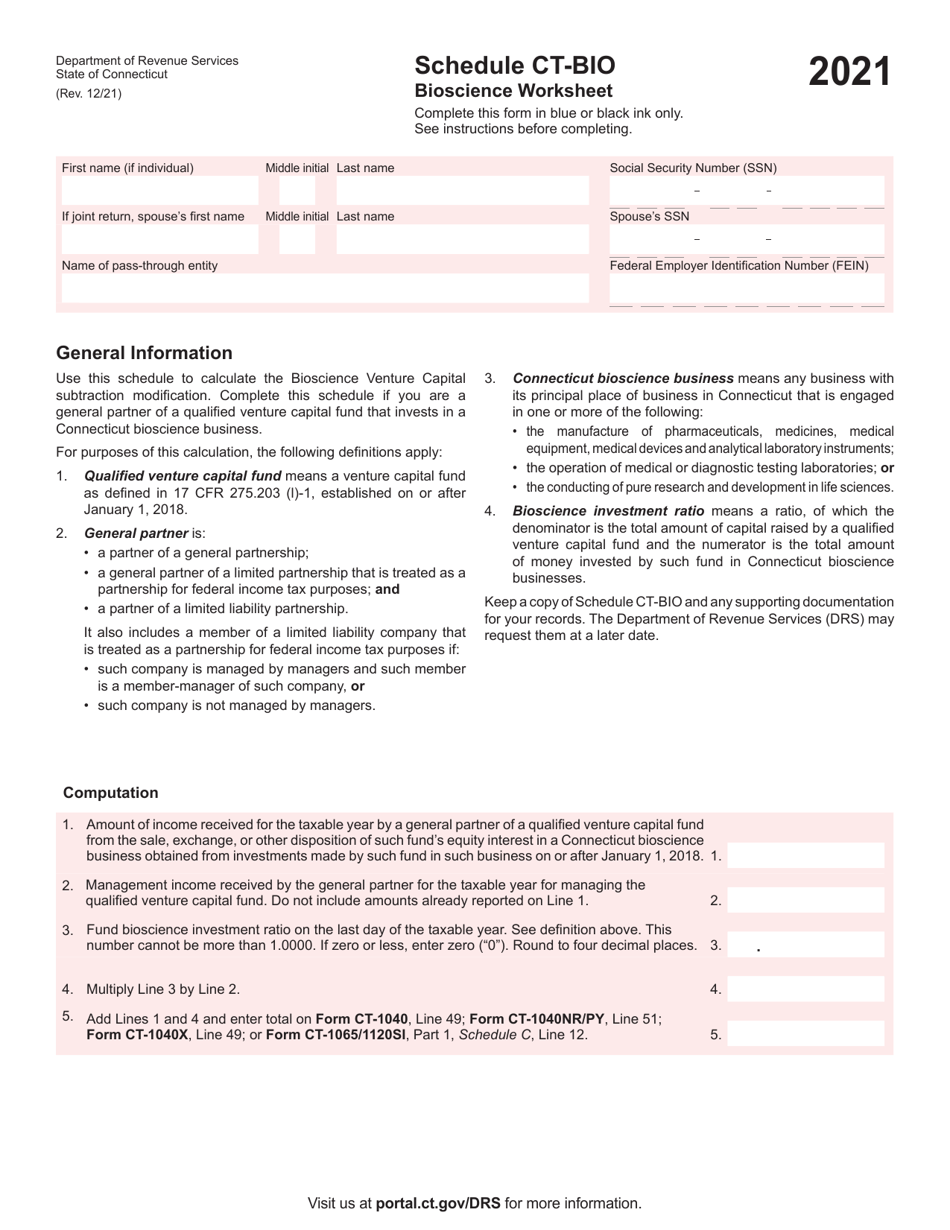 2021 Connecticut Bioscience Worksheet - Fill Out, Sign Online and ...
