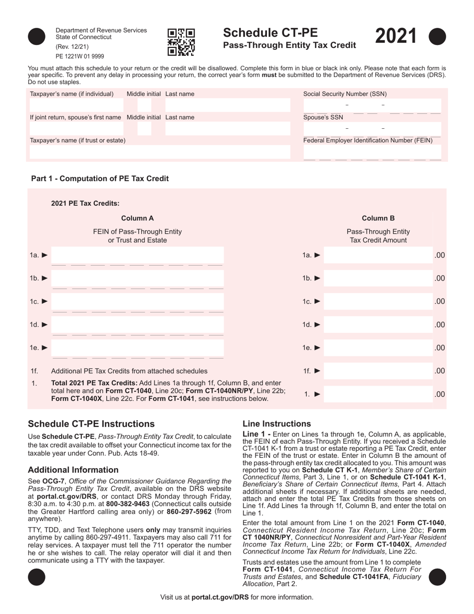 2021 Connecticut Pass-Through Entity Tax Credit - Fill Out, Sign Online ...