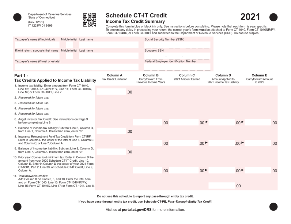 2021 Connecticut Income Tax Credit Summary - Fill Out, Sign Online and ...