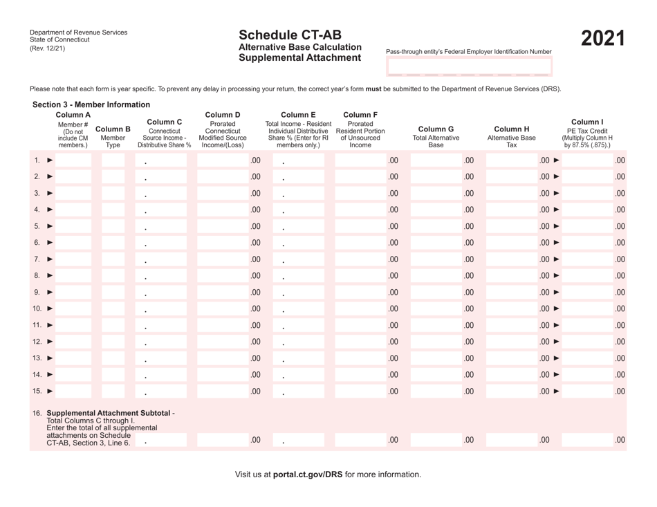 2021 Connecticut Alternative Base Calculation Supplemental Attachment ...
