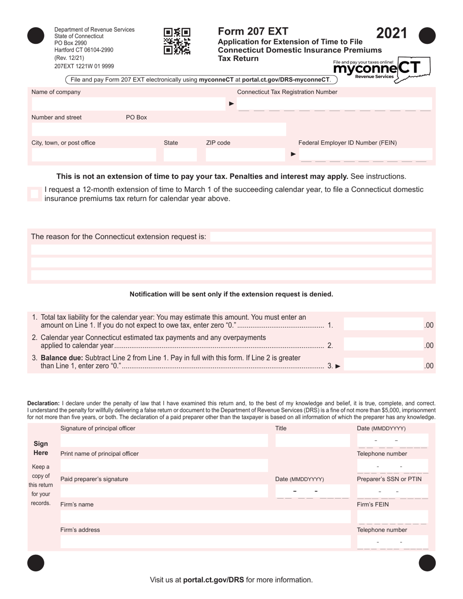 Form 207 EXT - 2021 - Fill Out, Sign Online and Download Printable PDF ...