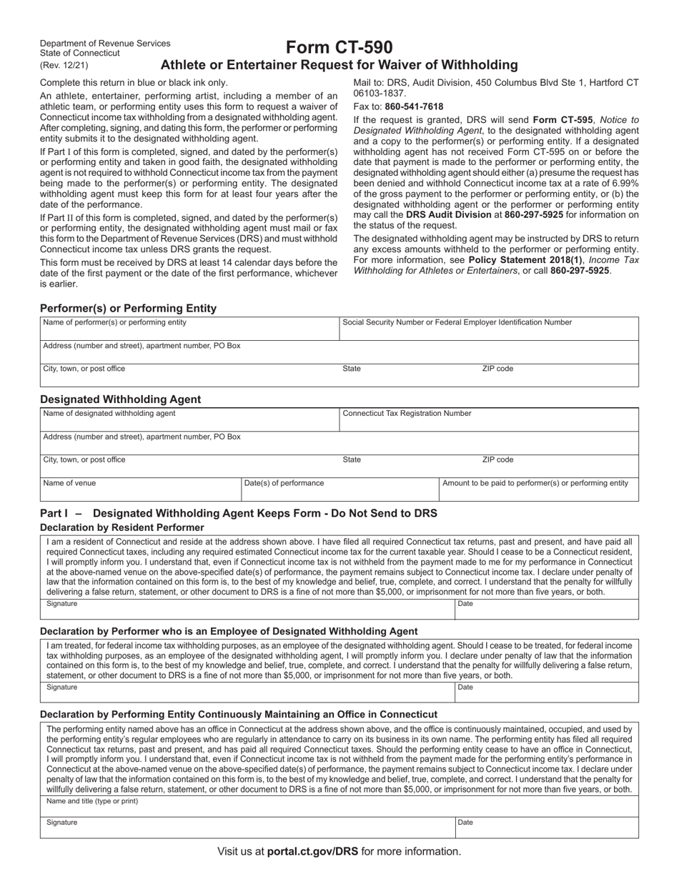 Form CT-590 - Fill Out, Sign Online and Download Printable PDF ...
