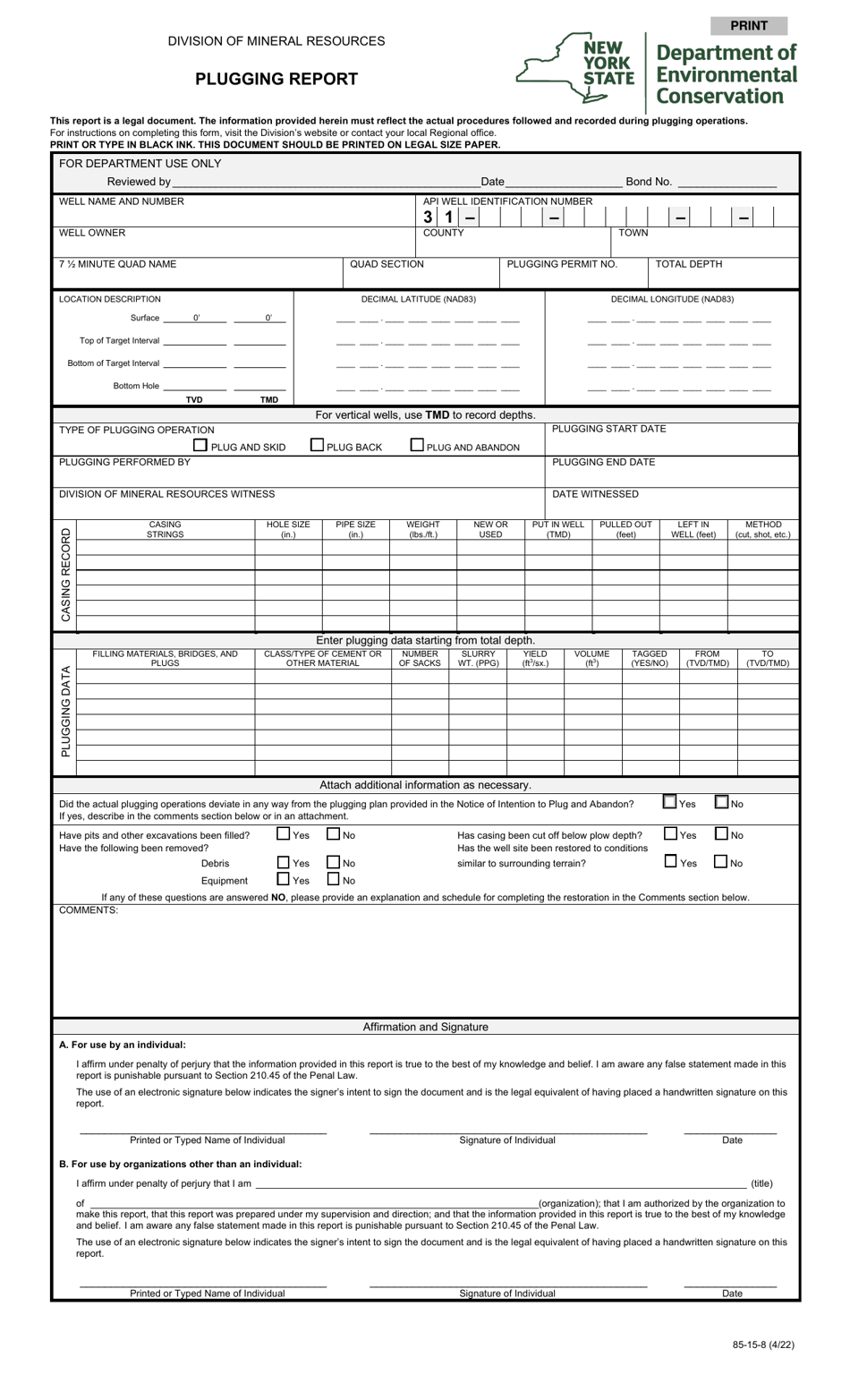 Form 85-15-8 - Fill Out, Sign Online and Download Fillable PDF, New ...