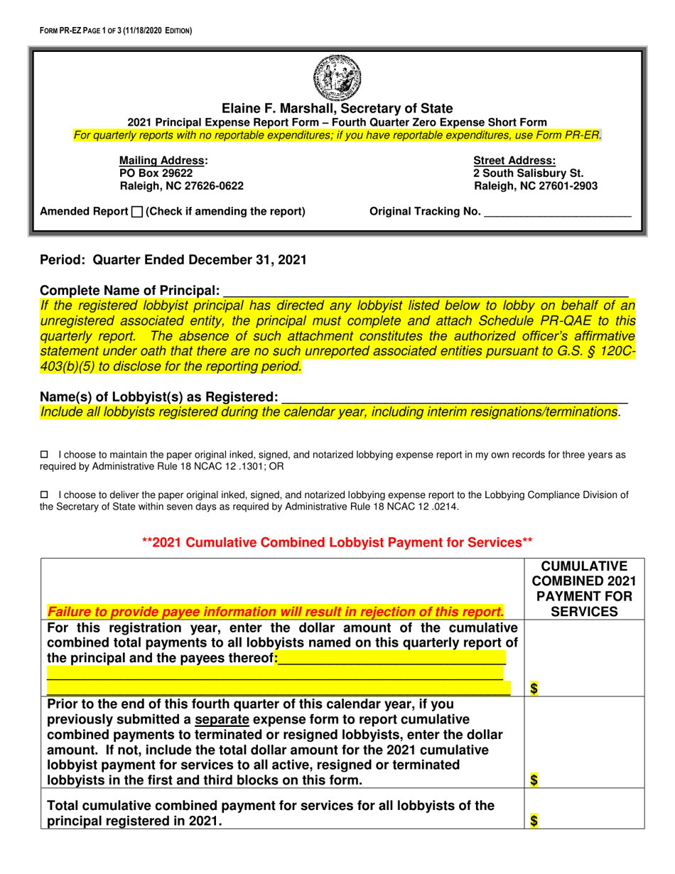 Form PR-EZ - 2021 - Fill Out, Sign Online and Download Printable PDF ...