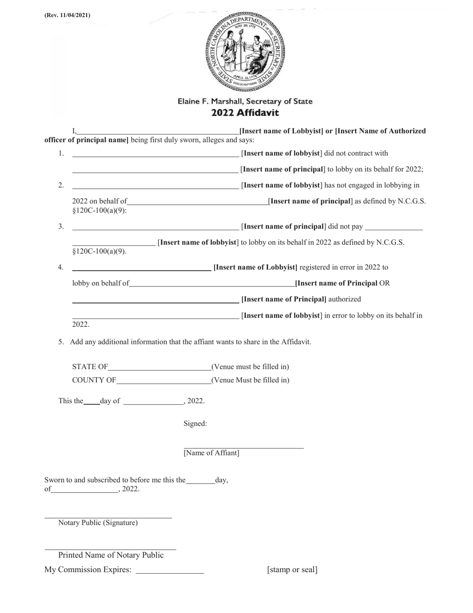 2022 North Carolina Affidavit Statement - Fill Out, Sign Online and ...