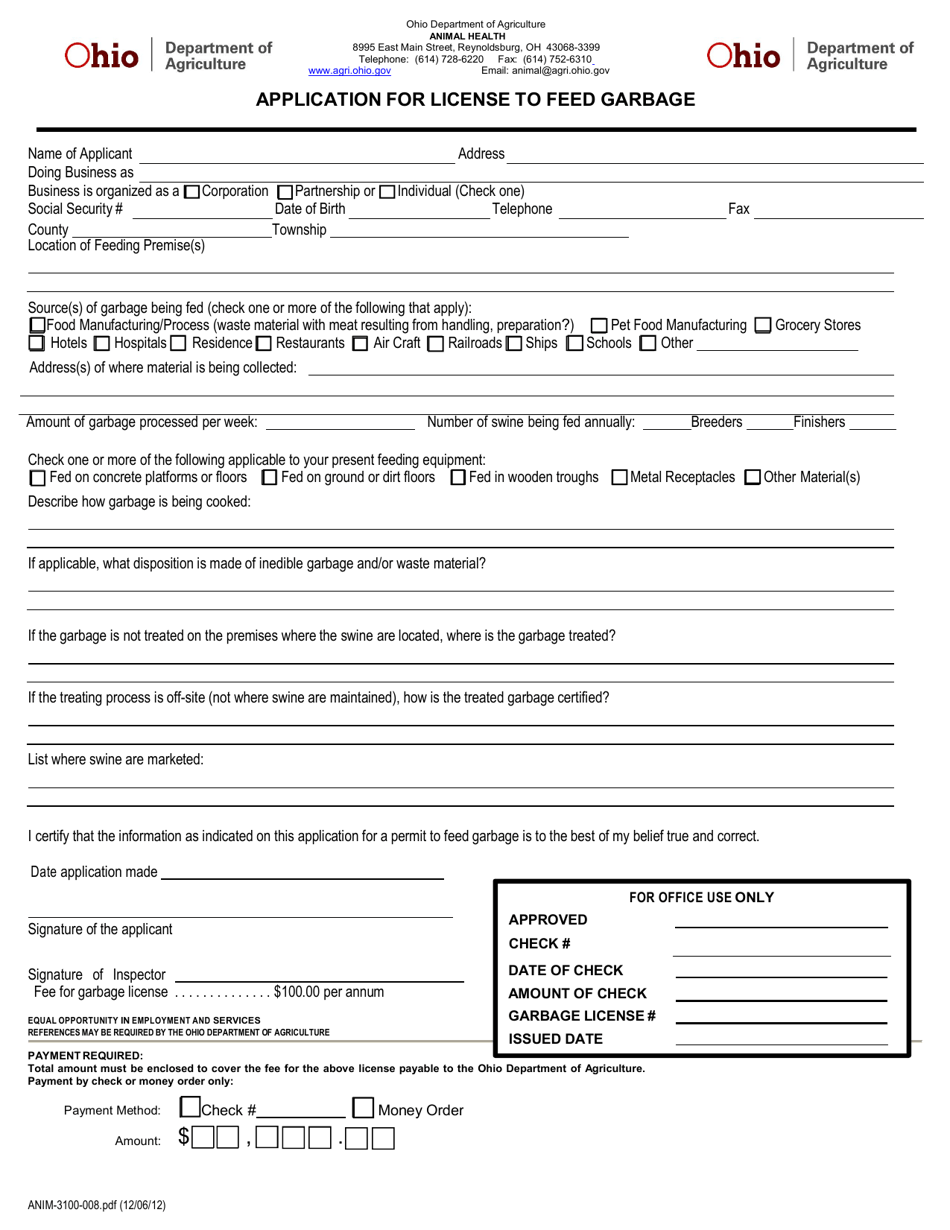 Form ANIM-3100-008 - Fill Out, Sign Online and Download Fillable PDF ...