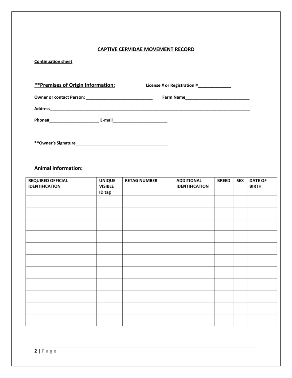 Ohio Captive Cervidae Movement Record - Fill Out, Sign Online and ...