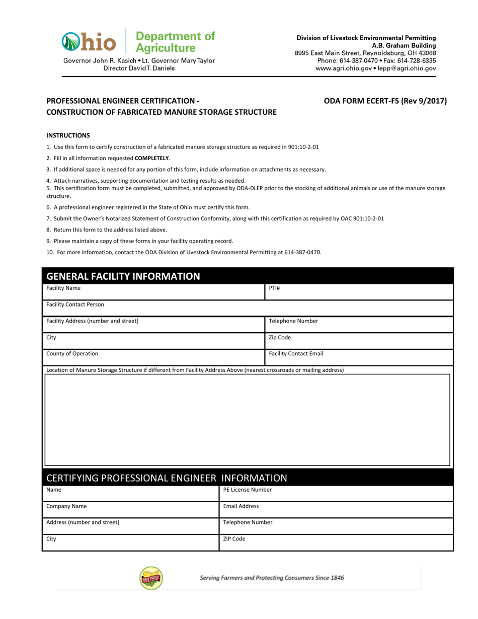 ODA Form ECERT-FS - Fill Out, Sign Online and Download Fillable PDF ...