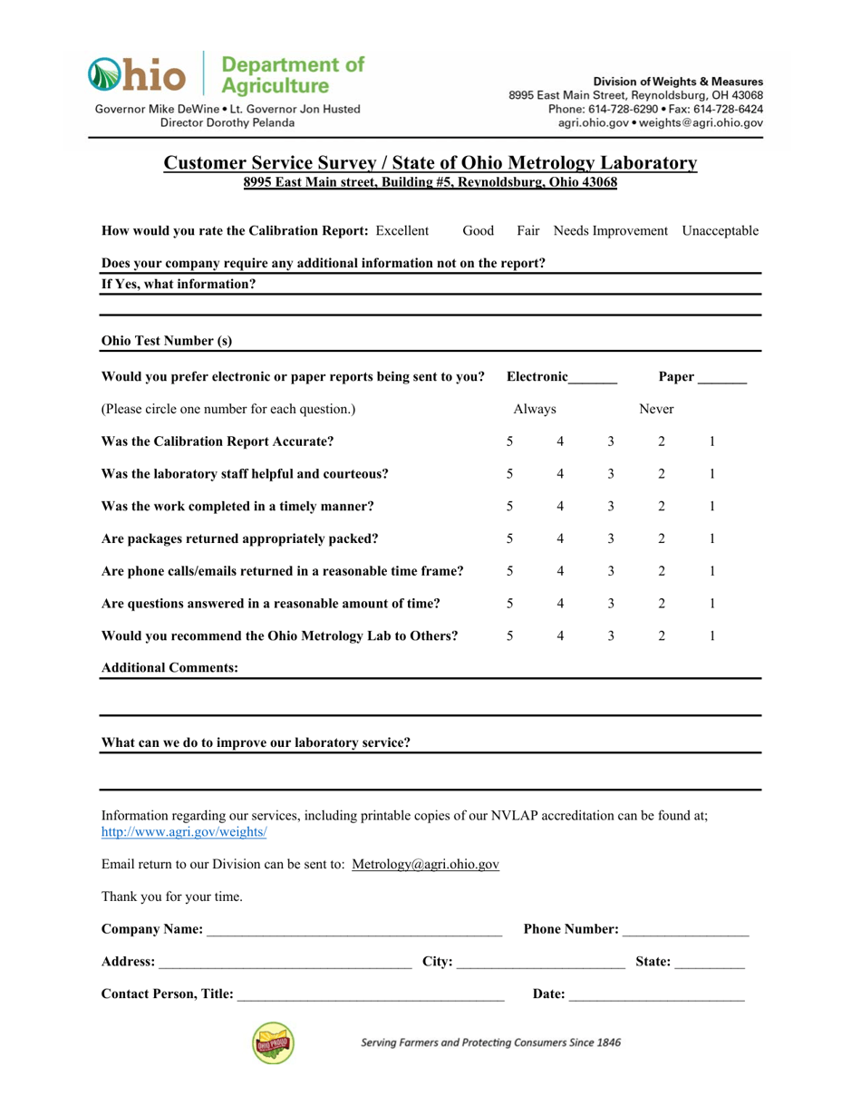 Ohio Metrology Customer Service Survey - Fill Out, Sign Online and ...