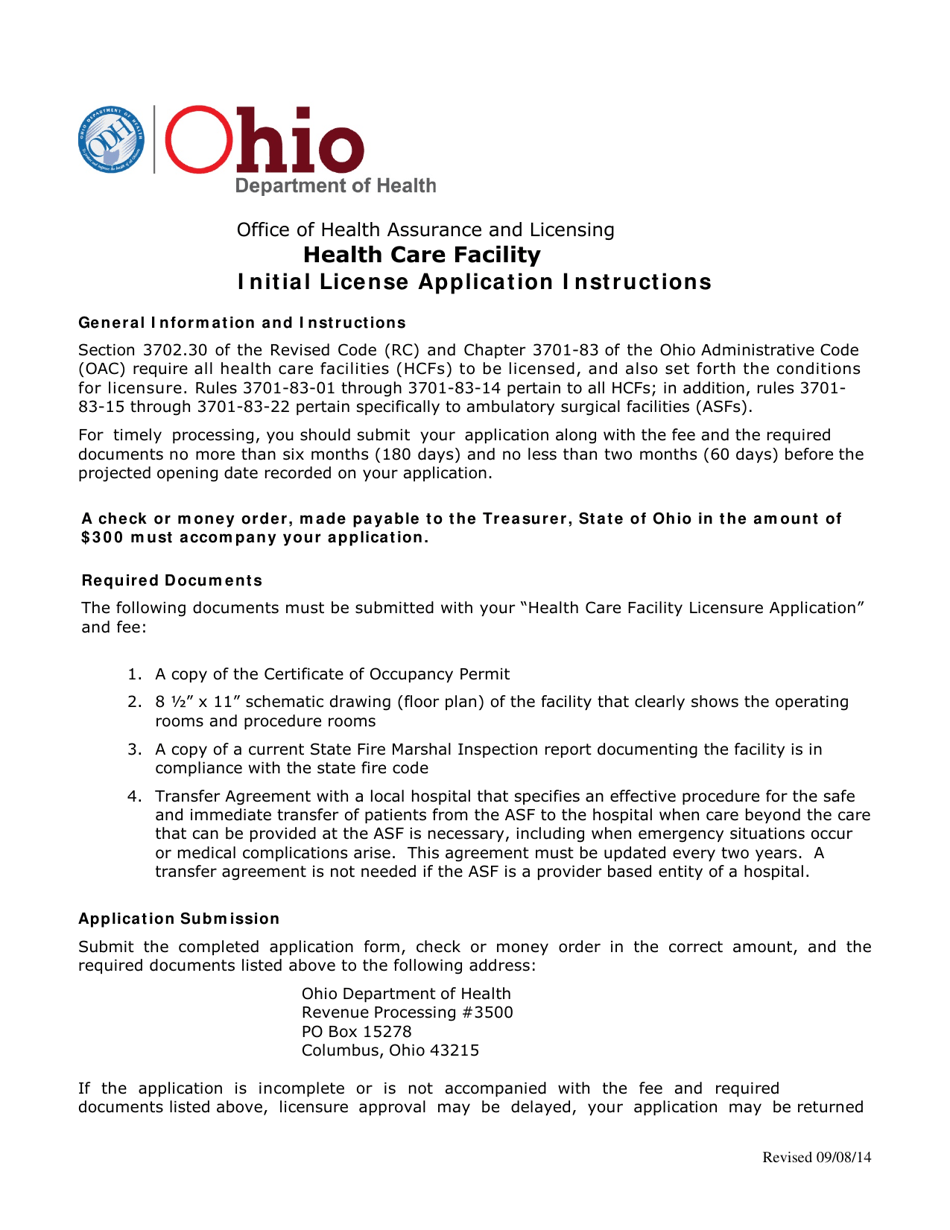 Ohio Health Care Facility Licensure Application - Fill Out, Sign Online ...